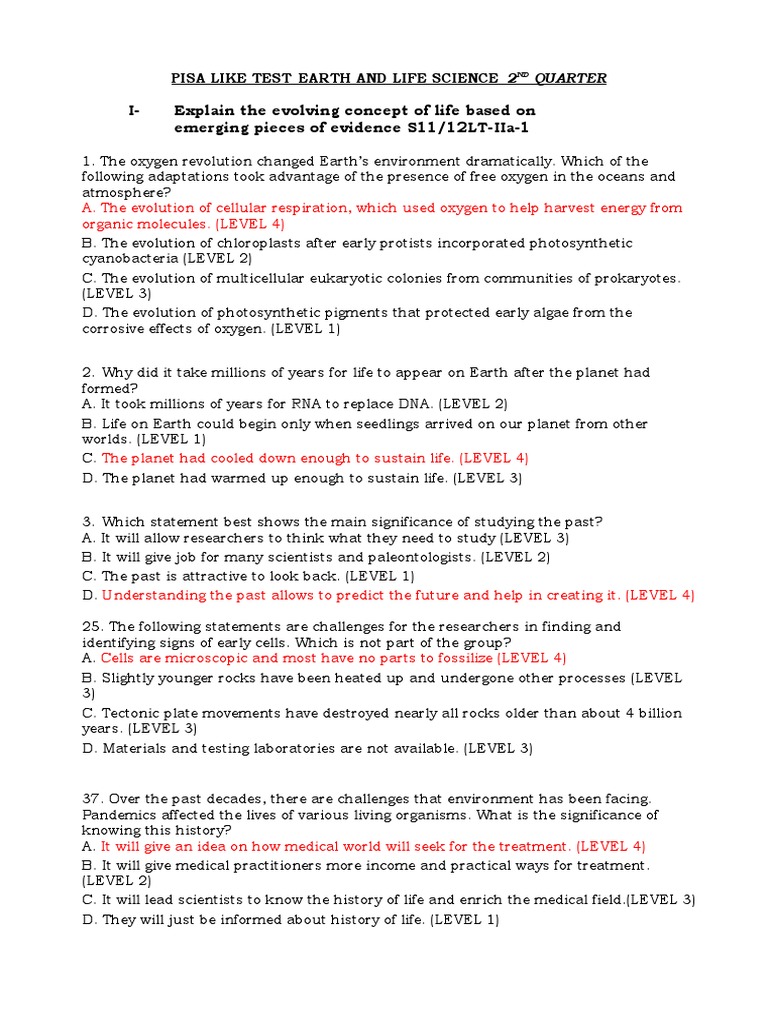 Els - 2ND Quarter - Pisa Like Test | PDF