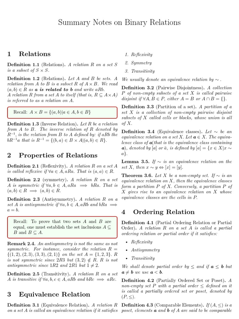 Binary Relations Pdf Geometry Algebra