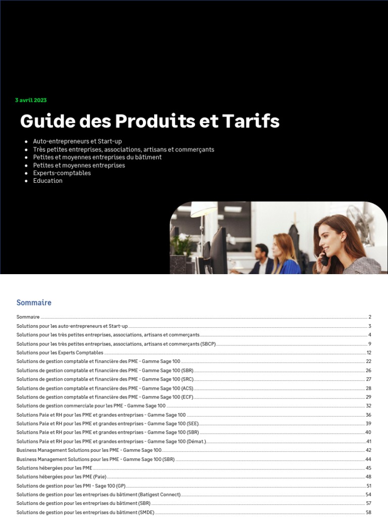 Guide Produits Et Tarifs Sage 3 Avril 2023 | PDF