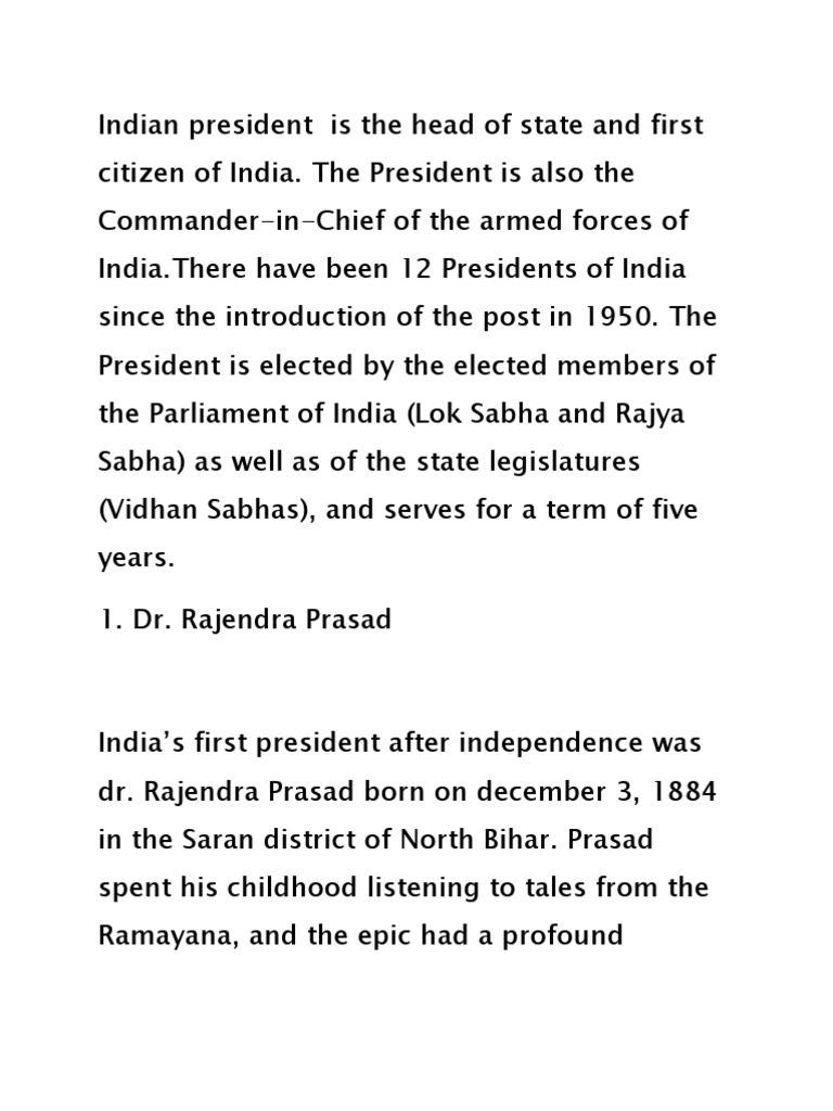 Indian President Is The Head of State and First Citizen of India | PDF ...