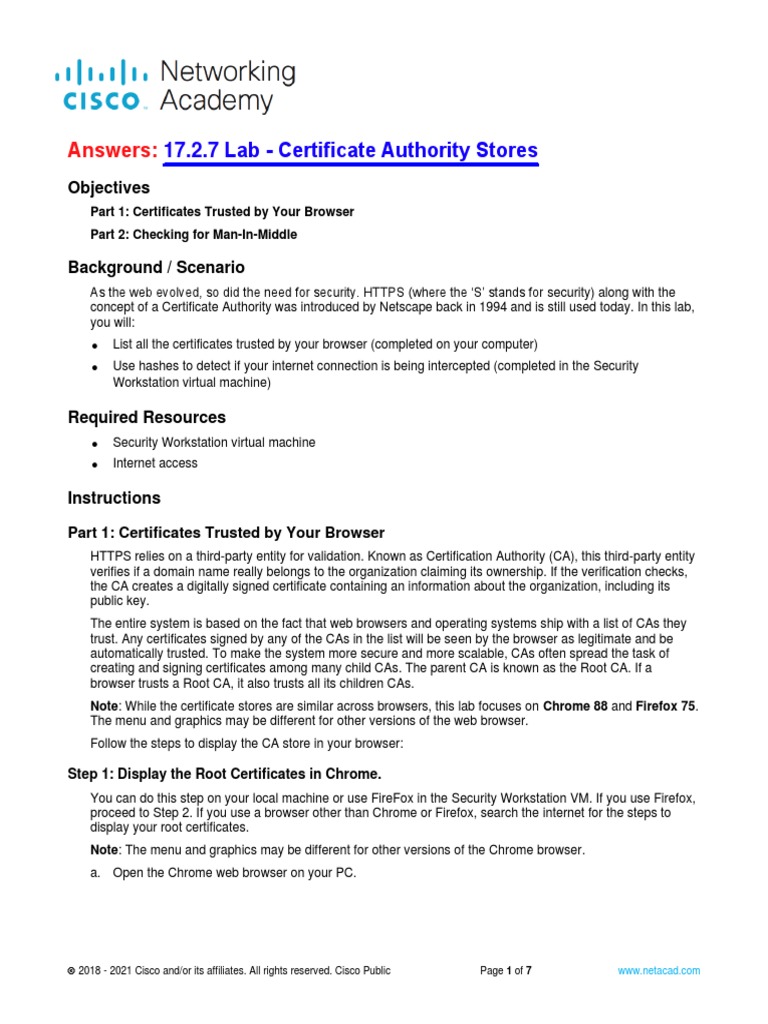 Lab on Certificate Authority Stores | PDF | Public Key Certificate ...