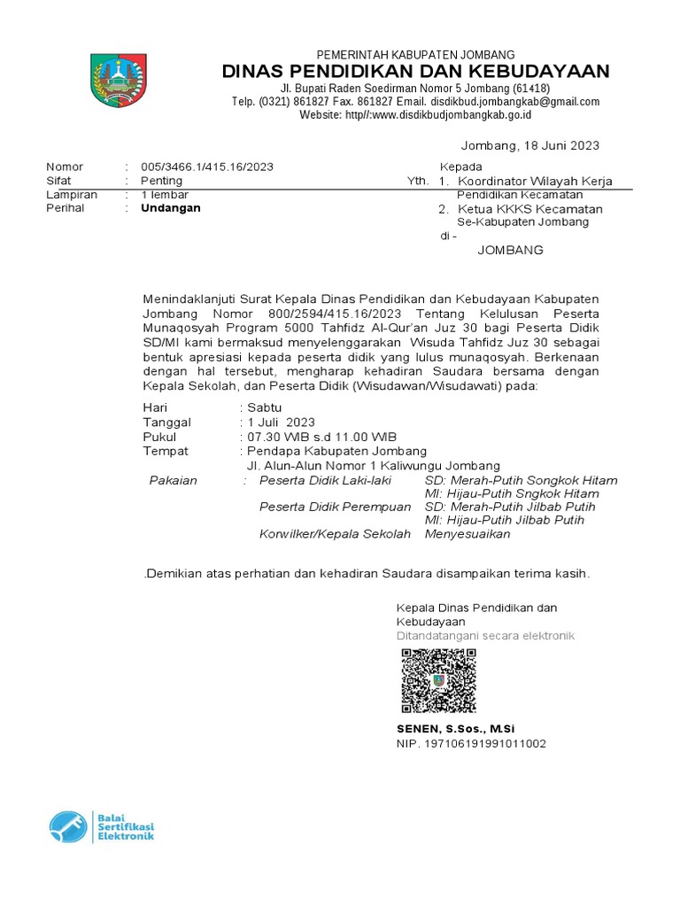 Undangan Wisuda Tahfidz - Revisi | PDF