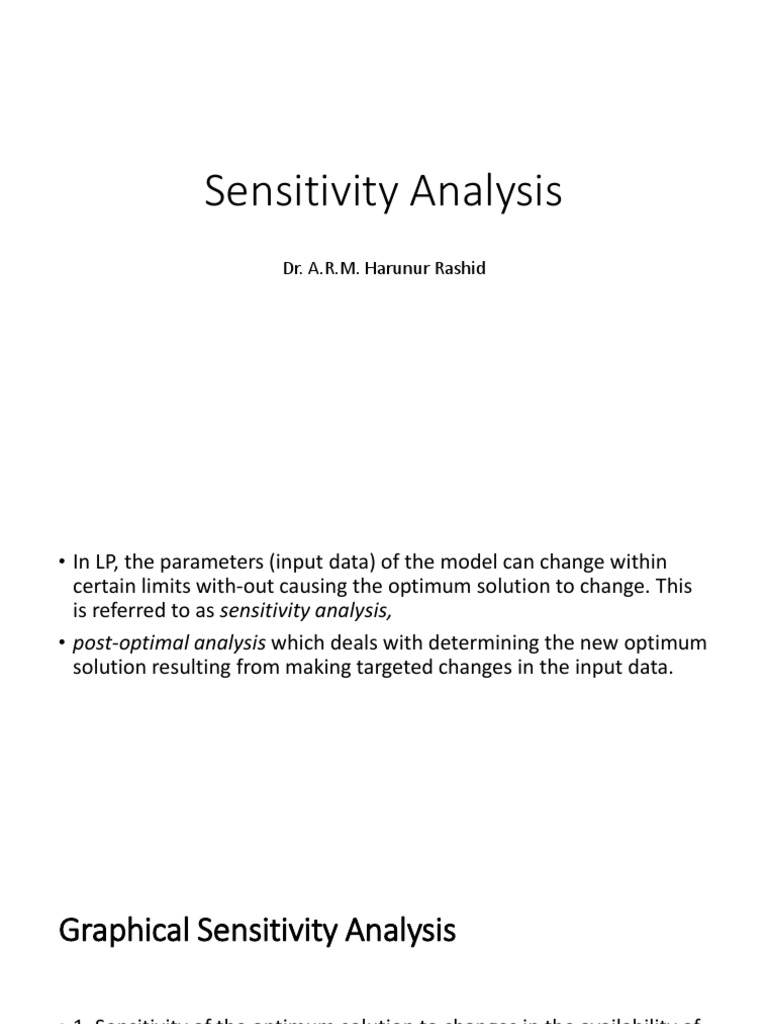 20 Sensitivity Analysis D 2023 | PDF | Mathematical Optimization | Sensitivity Analysis