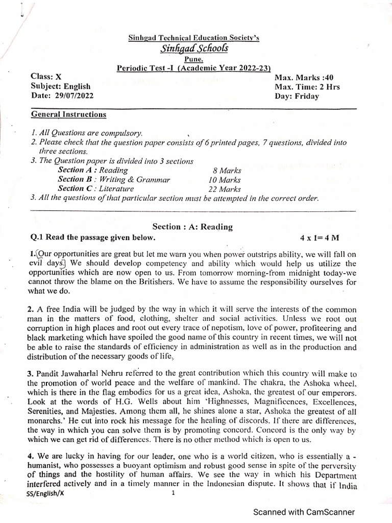 English PT-1 STD10 | PDF