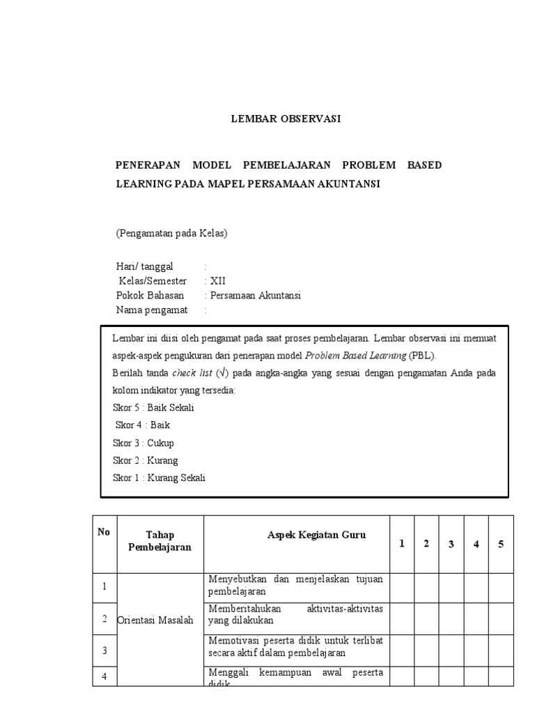 Observasi Penerapan PBL Akuntansi | PDF | Karier & Perkembangan ...
