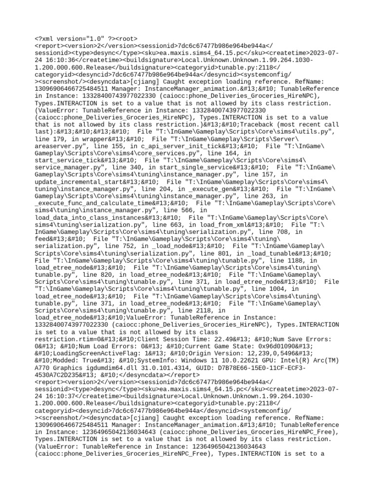 Sims 4 Tunable.py Desync Report | PDF