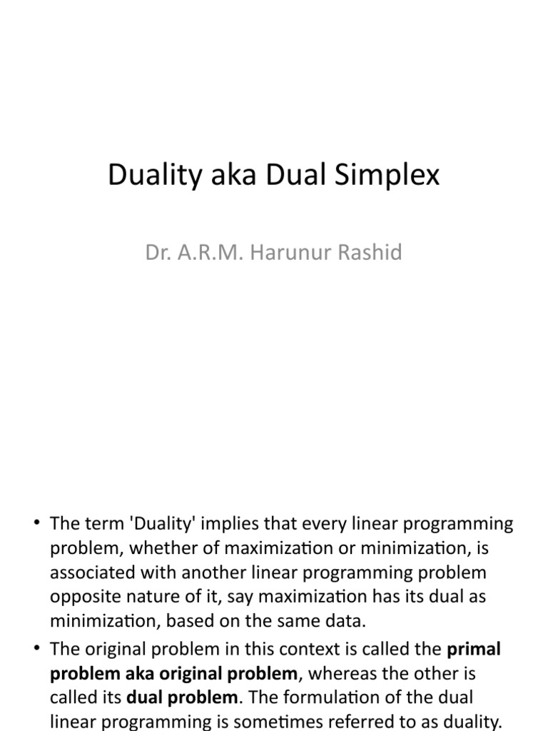 Understanding Dual Simplex Method | PDF | Linear Programming | Mathematical Optimization