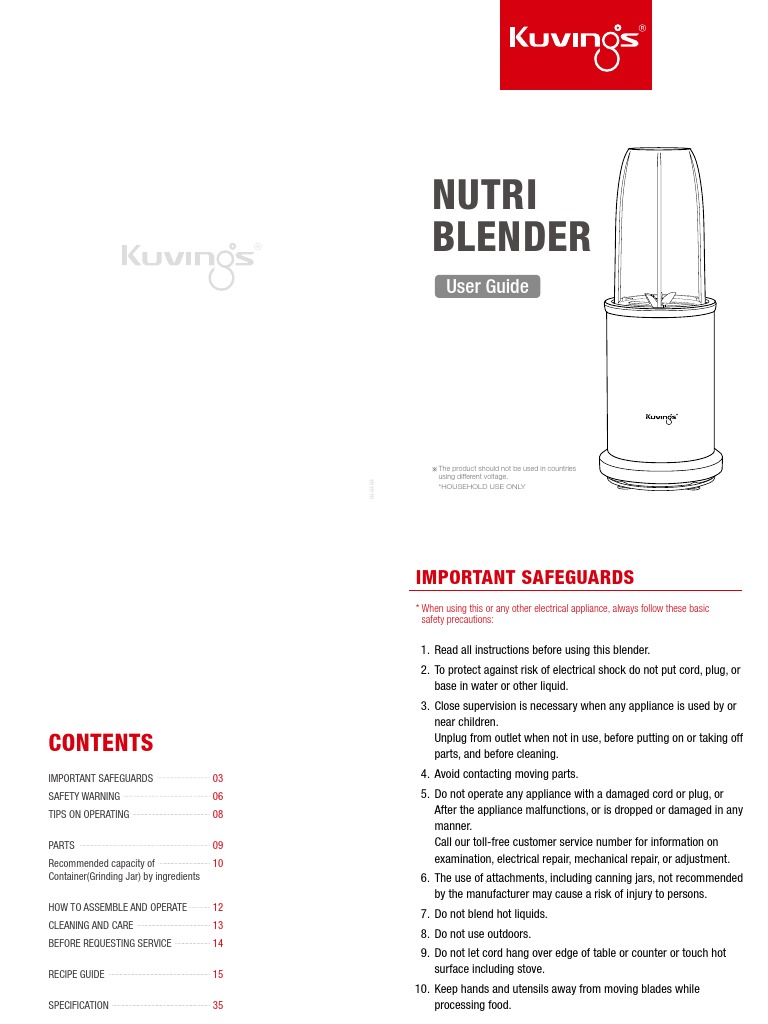 Nutri Blender Manual & Recipe Book | PDF | Smoothie | Diet & Nutrition