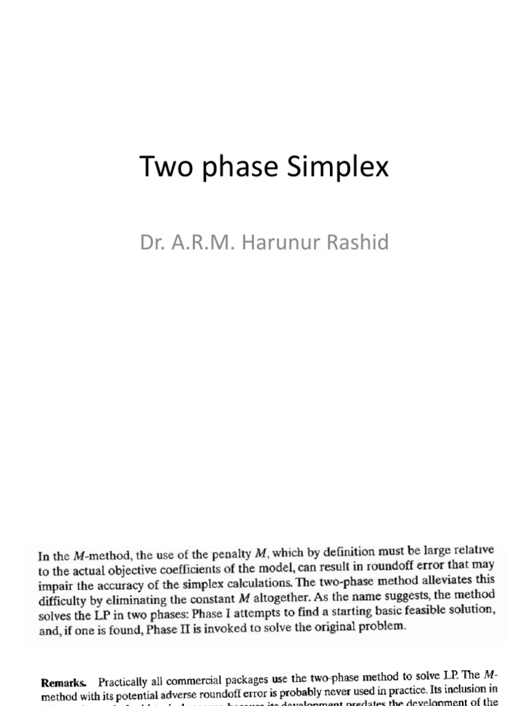 Two Phase Simplex Method Explained | PDF | Teaching Methods & Materials | Science & Mathematics