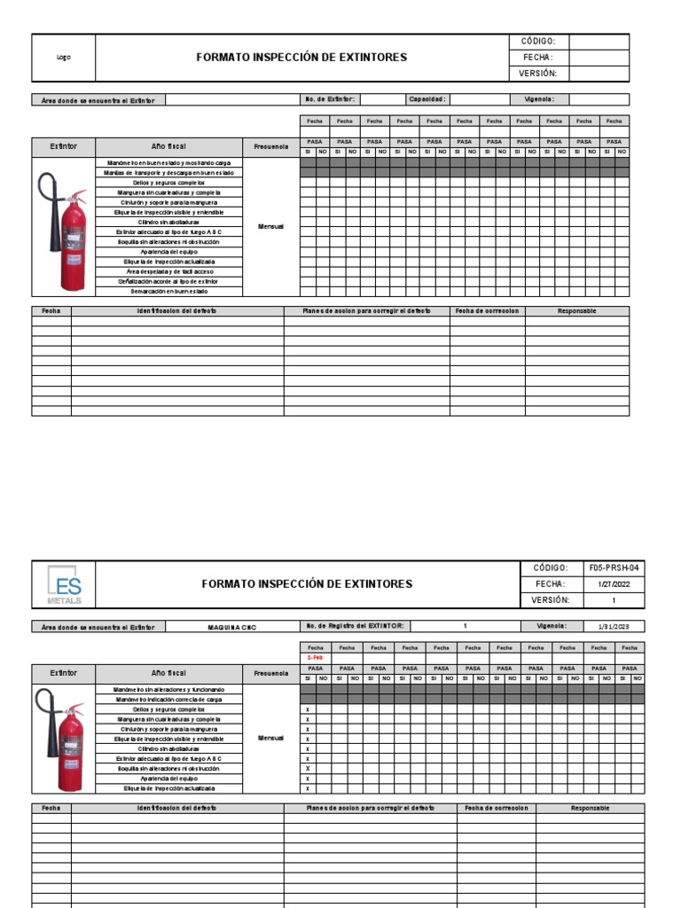 Formato Inspección de Extintores | PDF