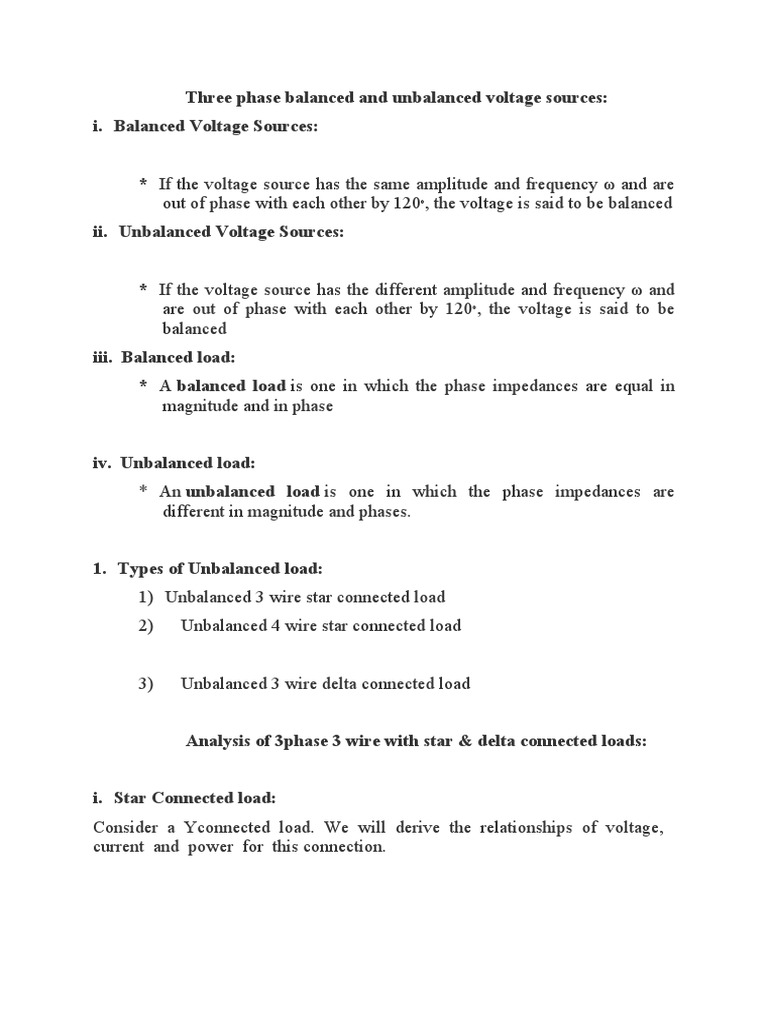 Three Phase Balanced And Unbalanced Pdf