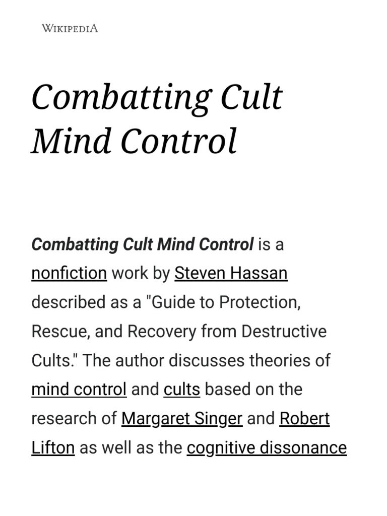 Combatting Cult Mind Control - Wikipedia | PDF