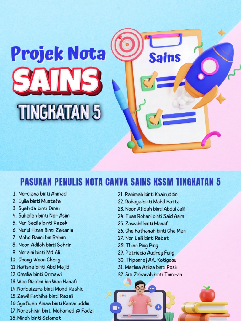 NOTA CANVA SAINS KSSM TINGKATAN 5 | PDF