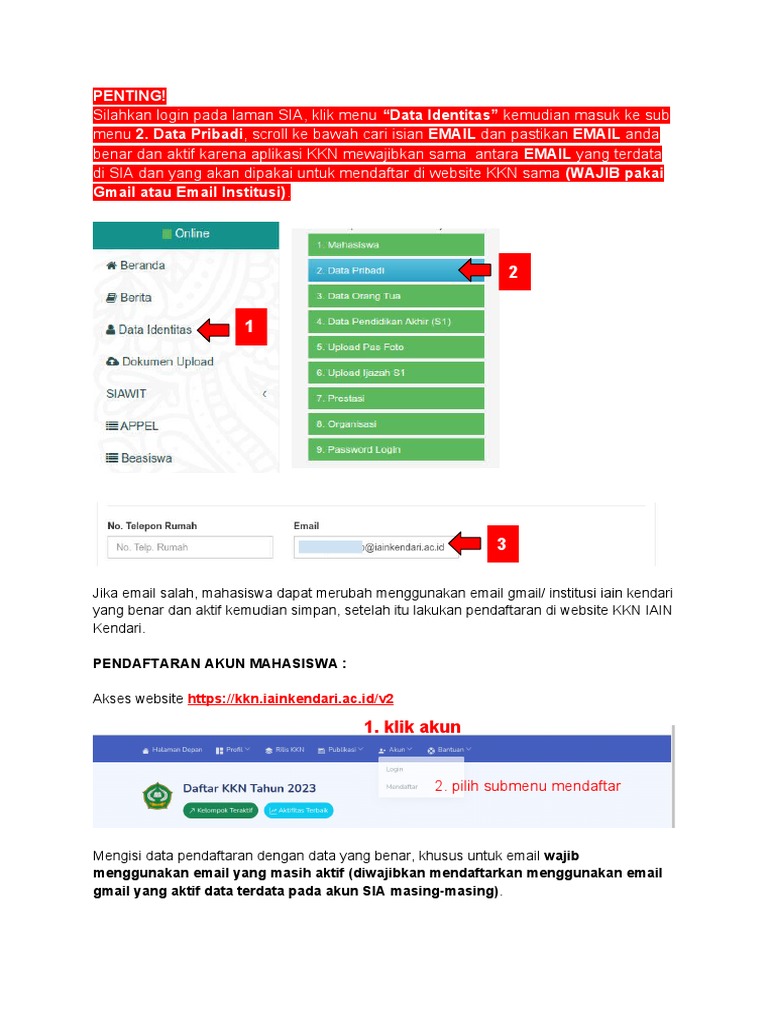 2023 - Modul Pendaftaran KKN V2 | PDF