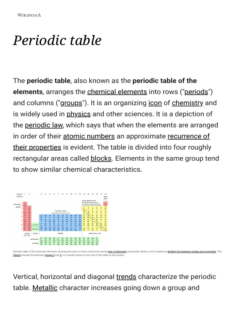 Periodic Table | PDF | Science & Mathematics