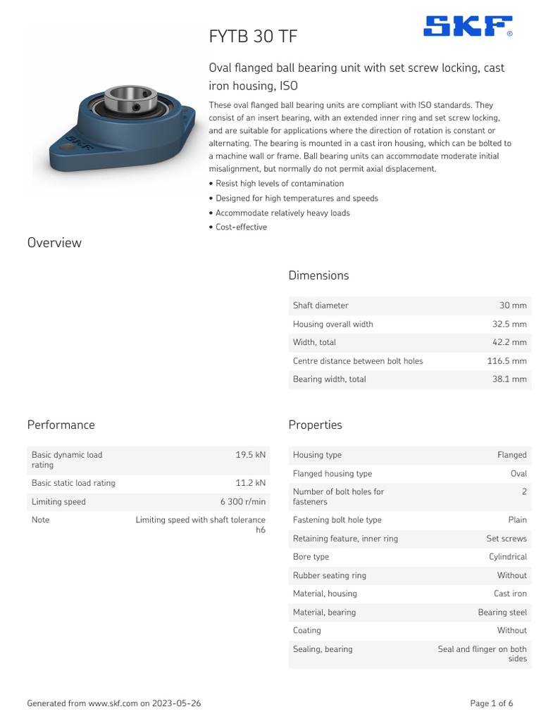 SKF FYTB 30 TF specification | PDF