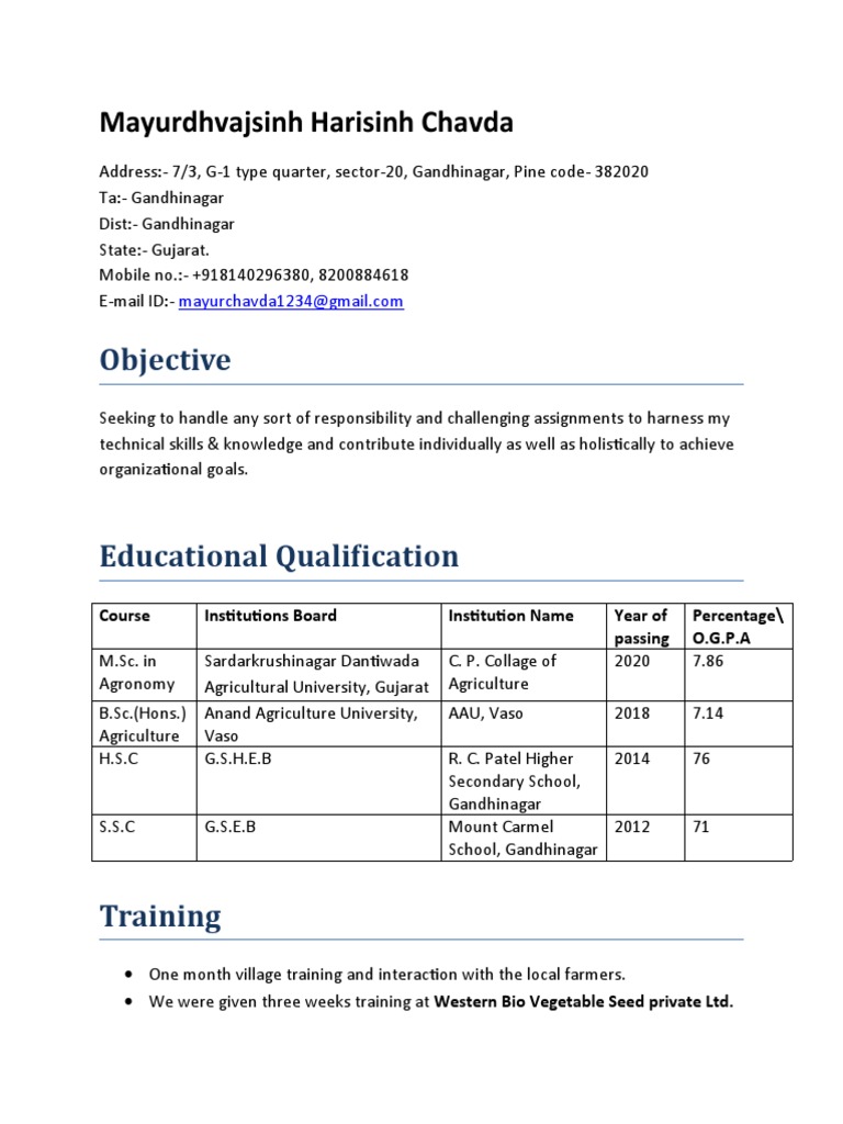 Mayur chavda CV | PDF Mayur chavda CV | PDF