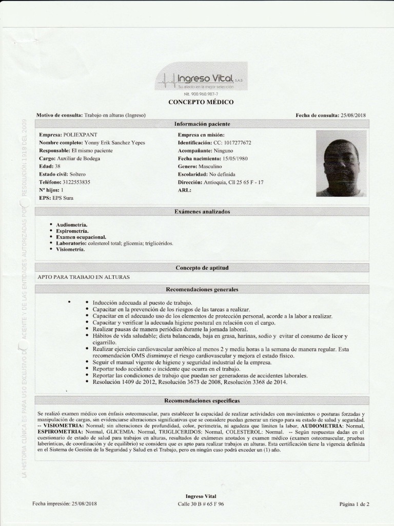 Examenes Medicos de Yonny | PDF