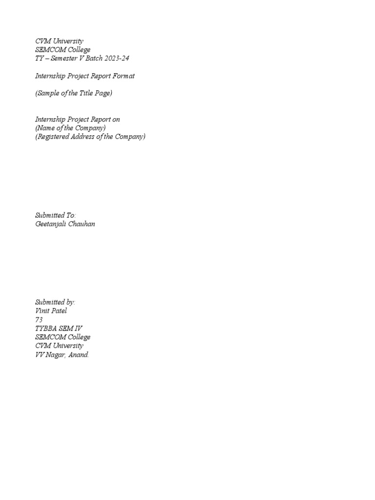 Internship Repot Vinit Patel Full Pdf Logistics Supply Chain 