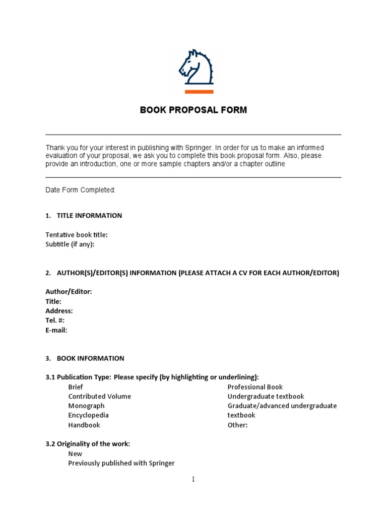 Springer Book Proposal Form 2022 | PDF