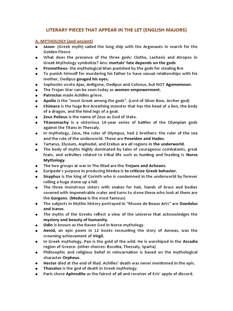 Literary Pieces That Appear in The Let | PDF | Classics | General Fiction