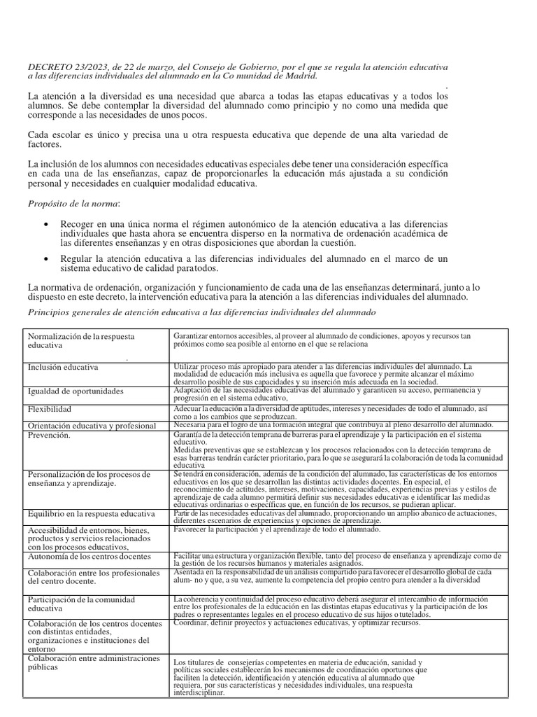 Decreto 23 - 2023 | PDF | Evaluación | Educación especial