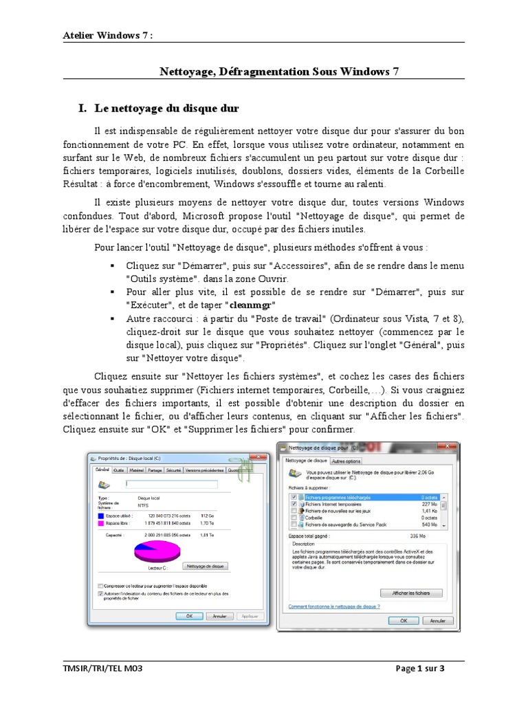 TP5-defragmentation Et Nettoyage | PDF | Technologie de système d'exploitation | Ingénierie ...