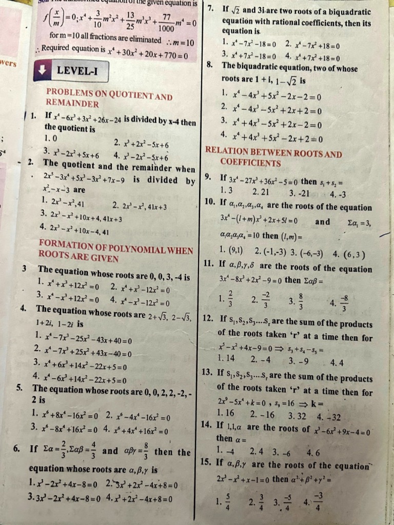 Polynomial Roots & Equations | PDF | Teaching Methods & Materials