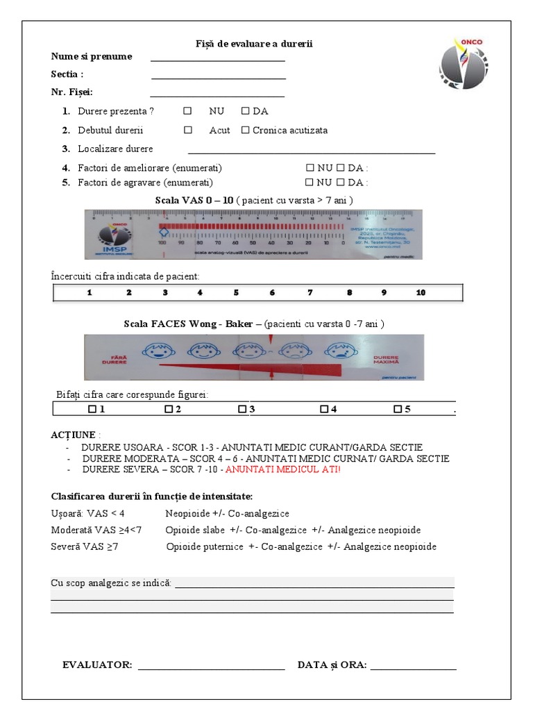 Fisa de Evaluare A Durerii 19.02 | PDF
