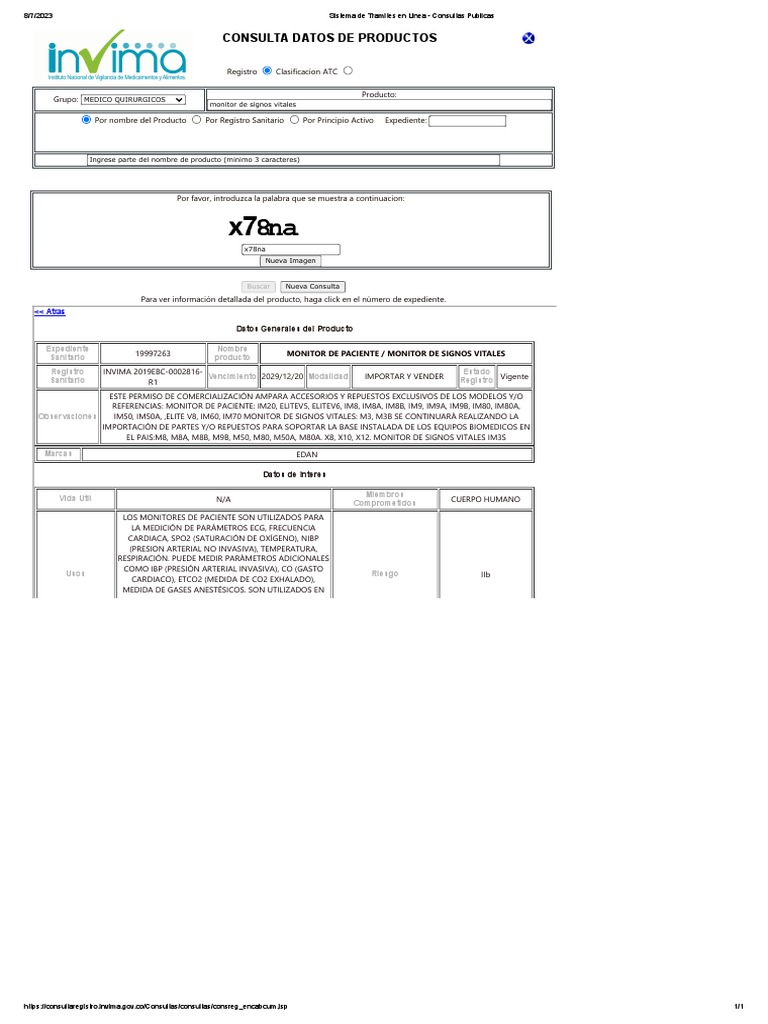 Monitor de Signos Vitales - Edan Im50 | PDF | Medicina