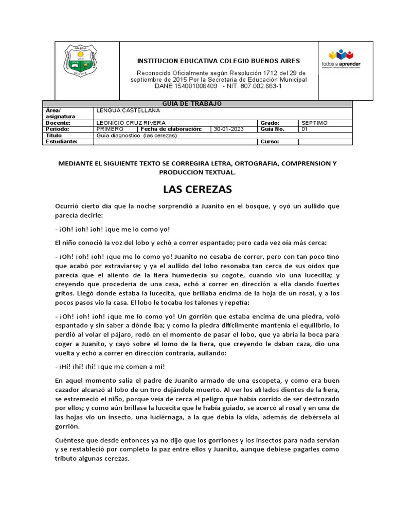 Lectura Dos Las Cerezas | PDF