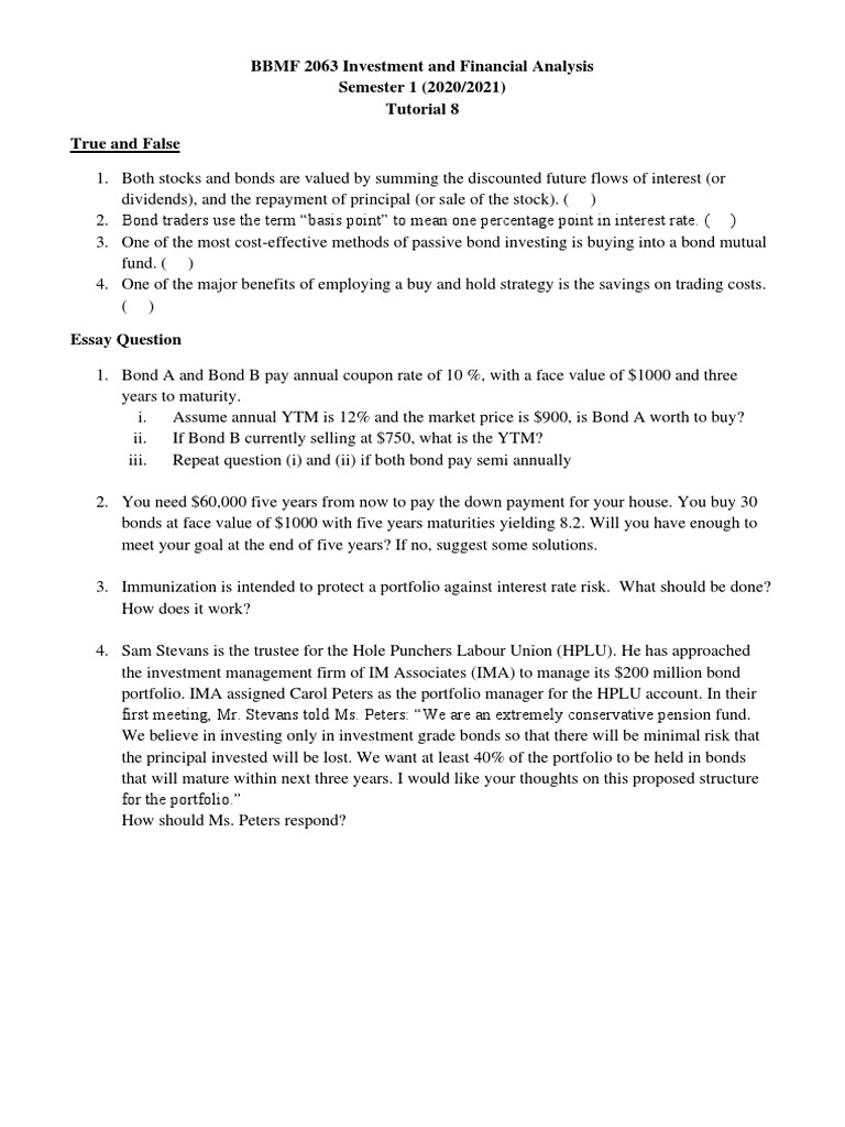 BBMF2063 Tutorial Questions - 202306-8 | PDF | Finance & Money Management
