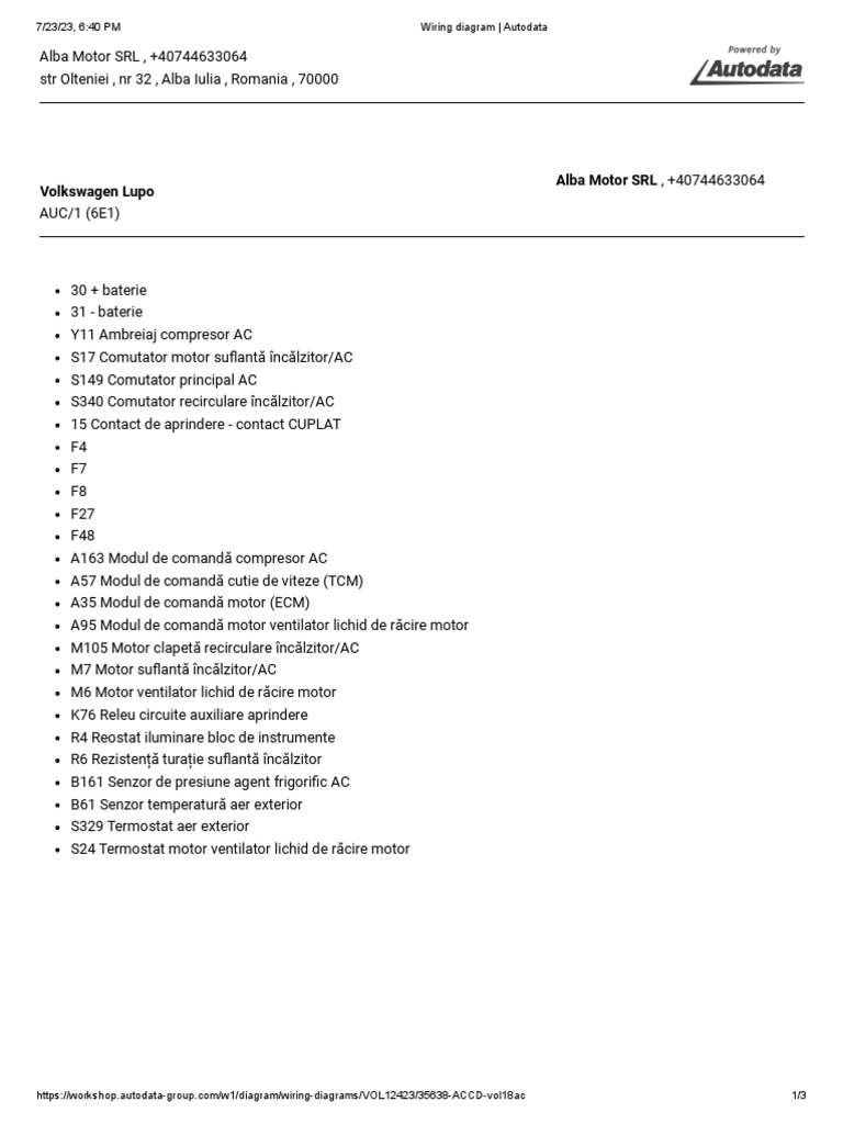 Schema Completa Ac Autodata VW Lupo | PDF