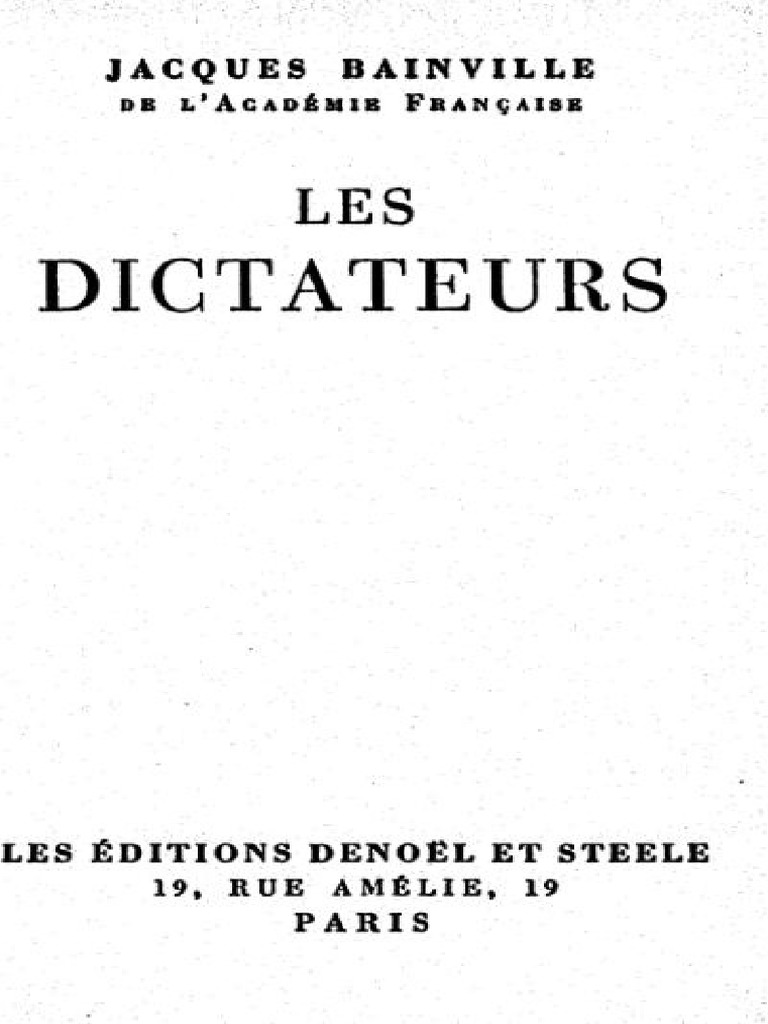 Les Dictateurs - Jacques Bainville - (1935) | PDF