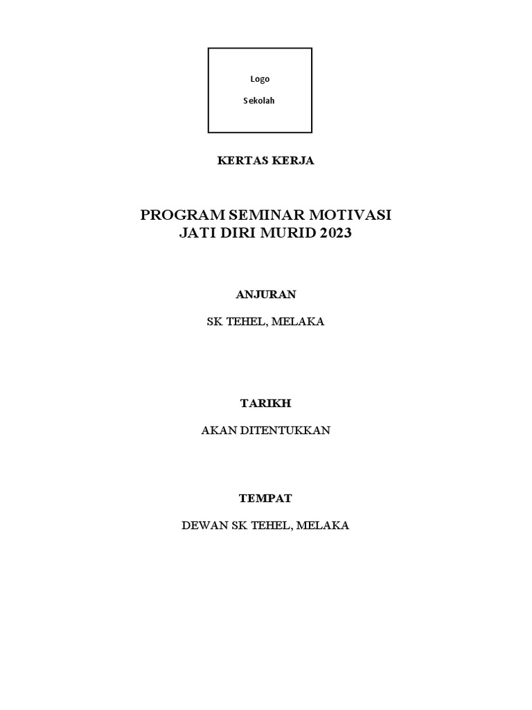 kertas kerja program motivasi sk tehel 2023 | PDF