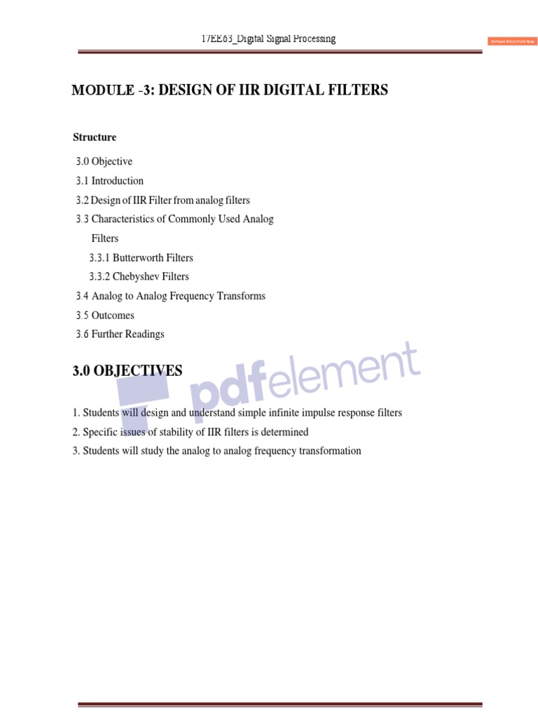 18ee63 DSP Module-3 | Download Free PDF | Low Pass Filter | Filter (Signal Processing)