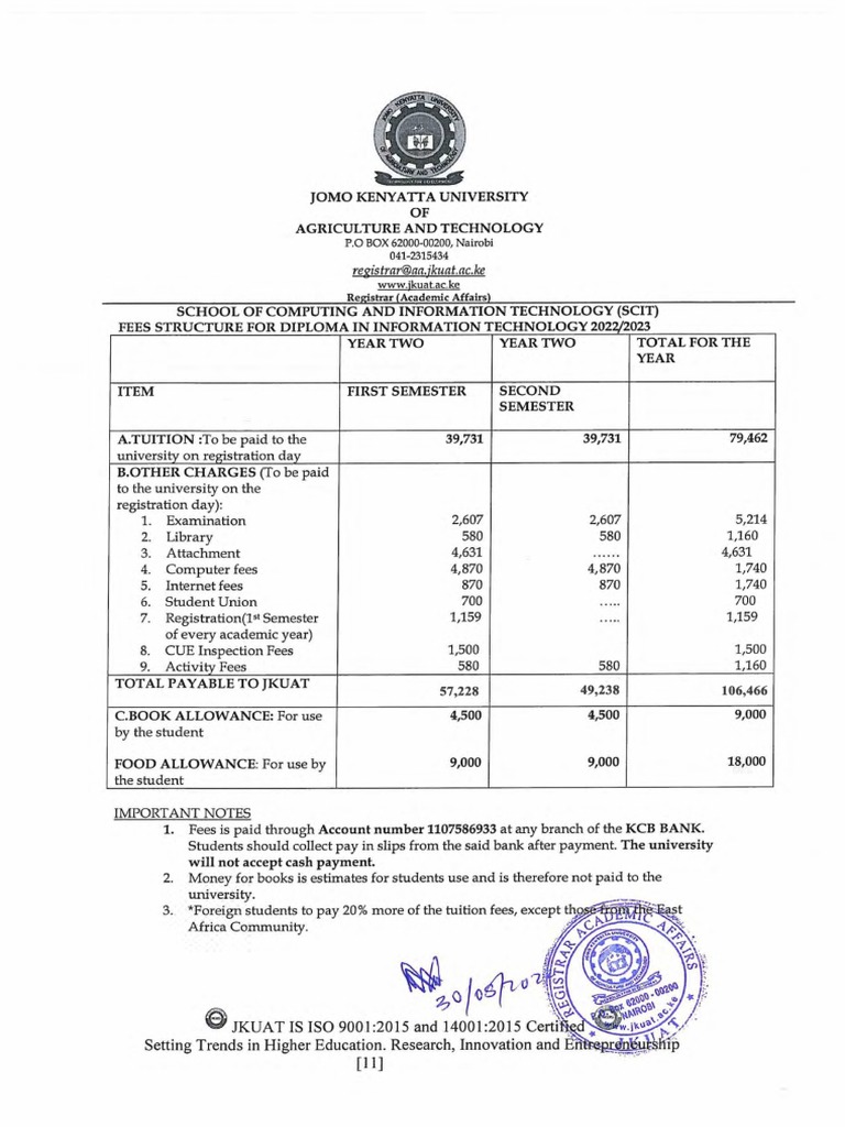 Fees Structures Continuing Students 2022.2023 - 11 | PDF