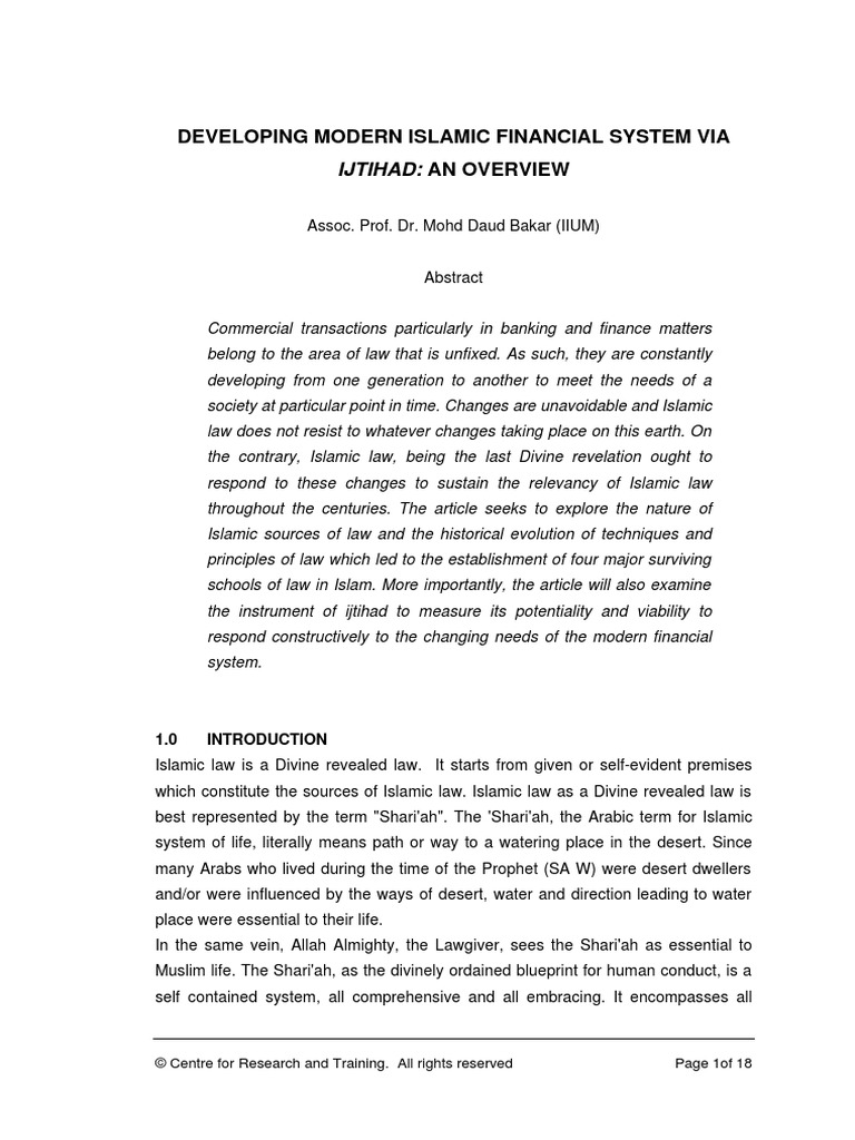 Modern Islamic Finance and Ijtihad Insights | PDF | Sharia | Islamic ...