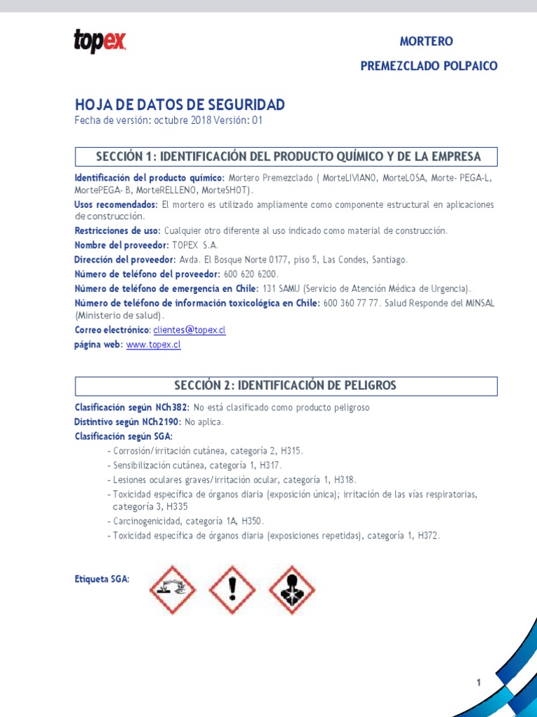 HDS Mortero Premezclado Topex | PDF