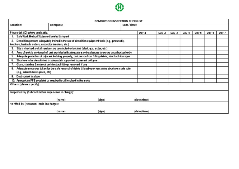 Demolition Checklist | PDF