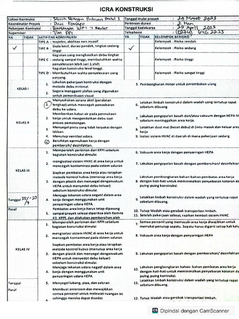 Icra Konstruksi Puskesmas Bantul I | PDF