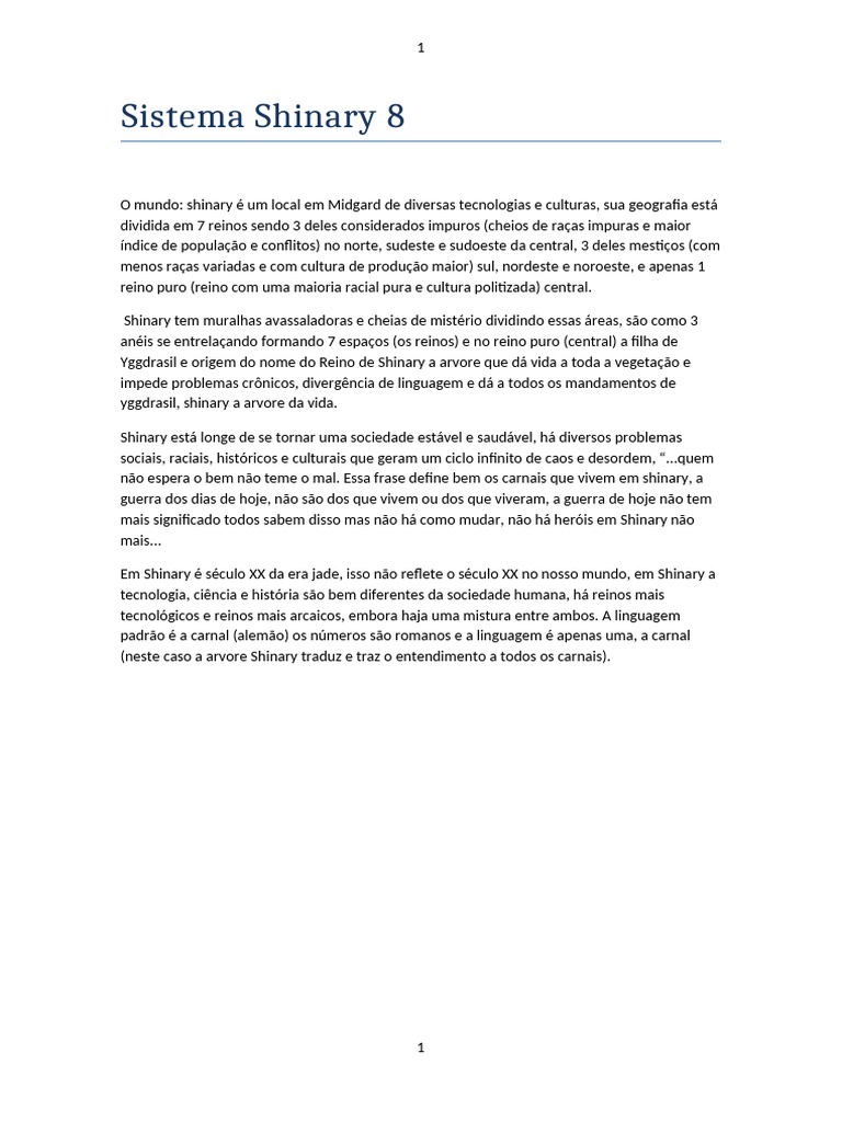 Sistema - Shinary 8 PDF | PDF | Raça (categorização humana)