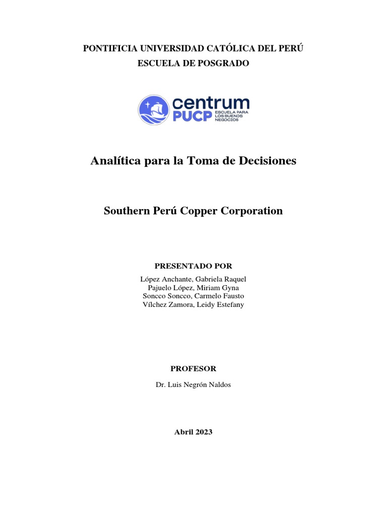 TAF - Southern Perú Copper Corporation GRUPO 4 | PDF