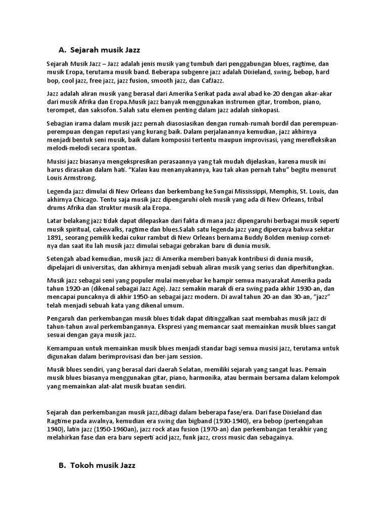 Sejarah dan Tokoh Musik Jazz | PDF