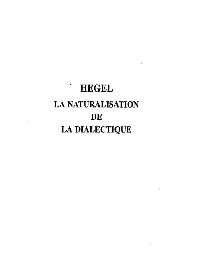 RENAULT, Emmanuel (2001) La Naturalisation de La Dialectique | PDF ...