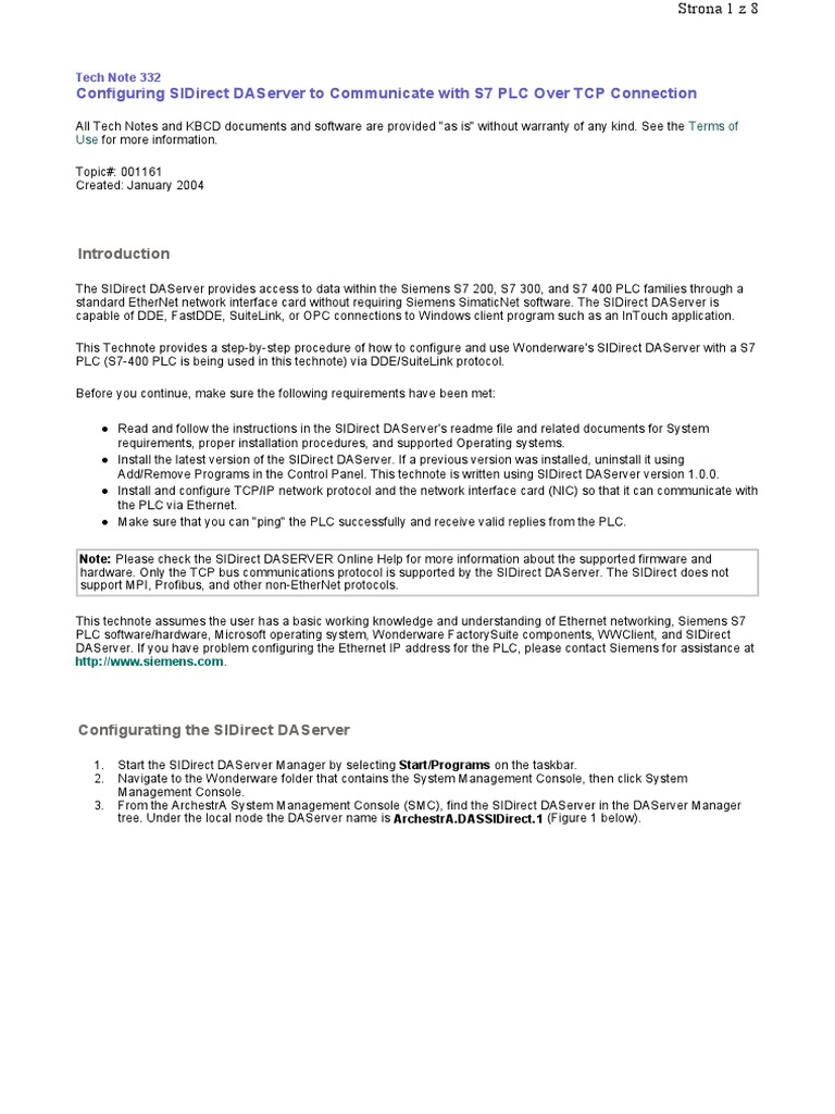 Configure SIDirect for S7 PLCs | PDF
