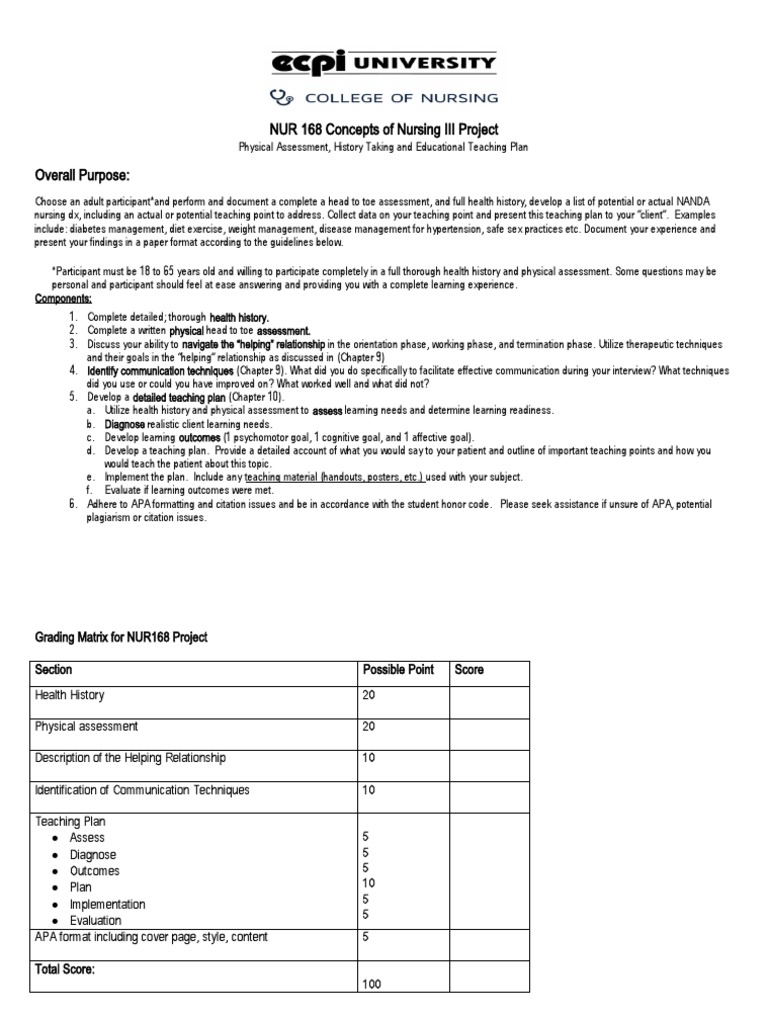 Nursing Physical Assessment Project Guide | PDF | Sleep | Constipation