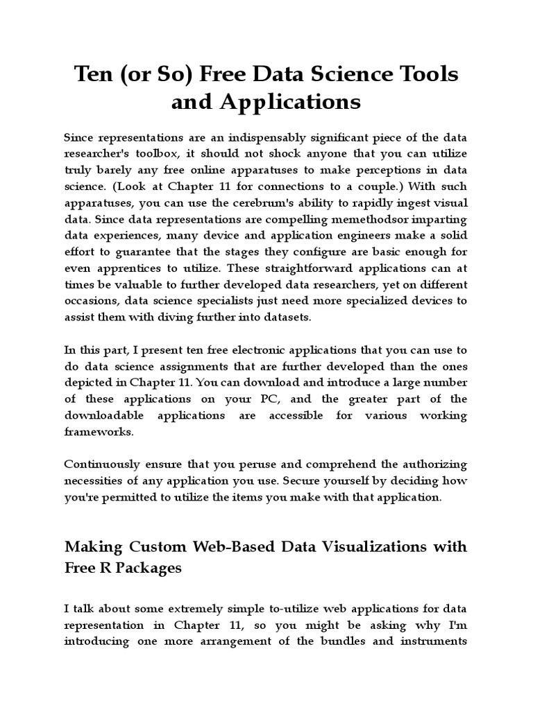 Ten (Or So) Free Data Science Tools and Applications | PDF | Apache ... Ten (Or So) Free Data Science Tools and Applications | PDF | Apache ...