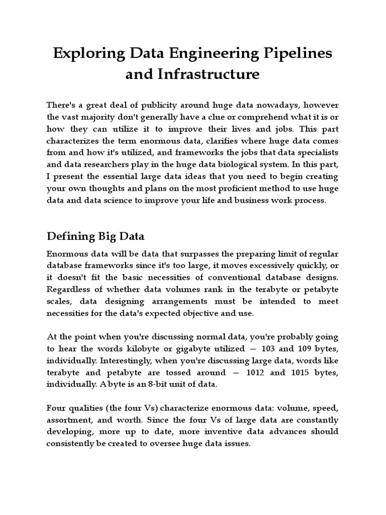 Exploring Data Engineering Pipelines And Infrastructure Pdf
