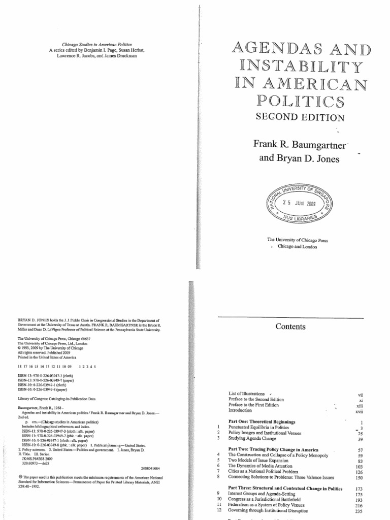Agendas and Instability in American Politics by FRANK R. BAUMGARTNER ...